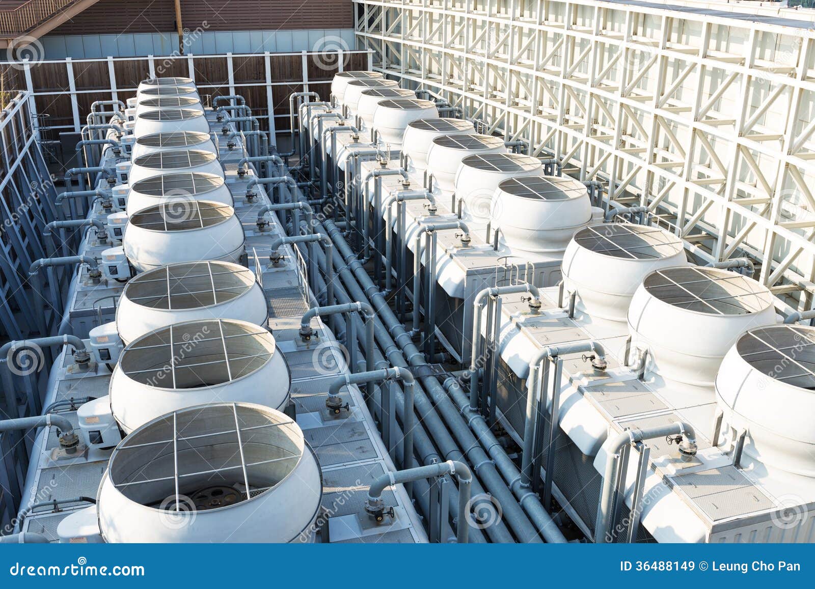 Cooling tower at roof top stock image. Image of industrial - 36488149