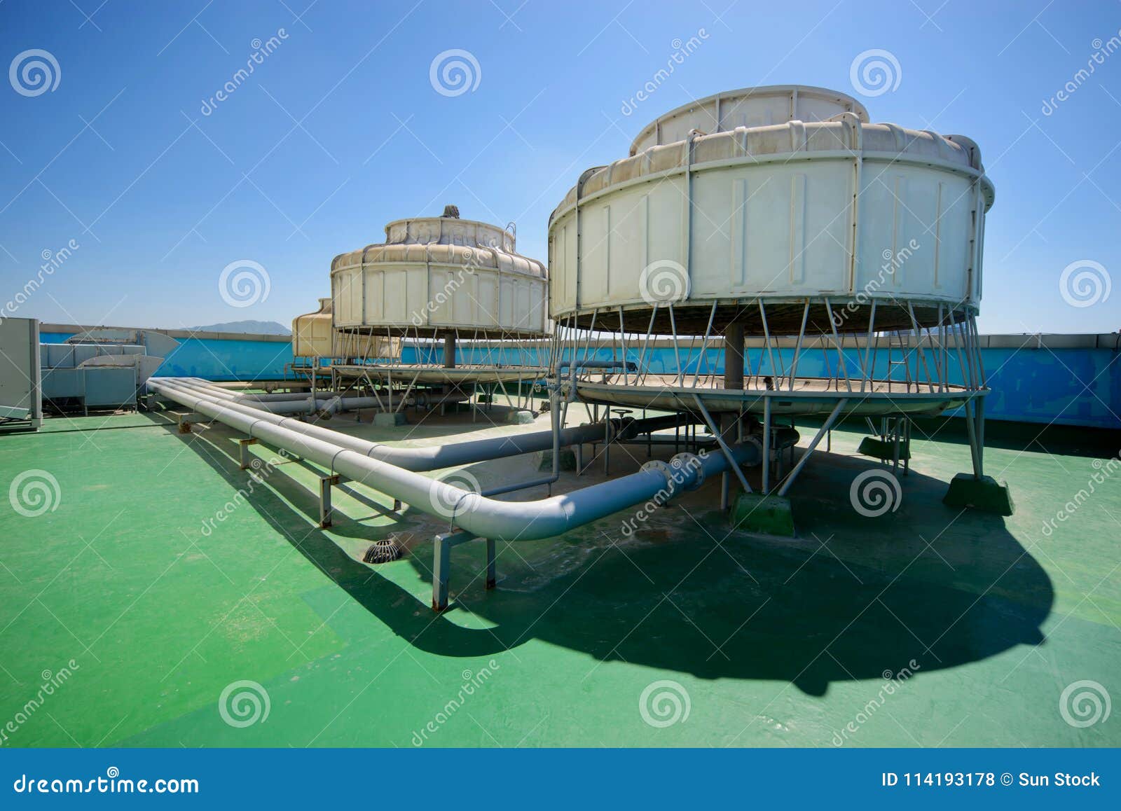 Cooling Tower on a Rooftop - Air Conditioning Systems Stock Photo ...