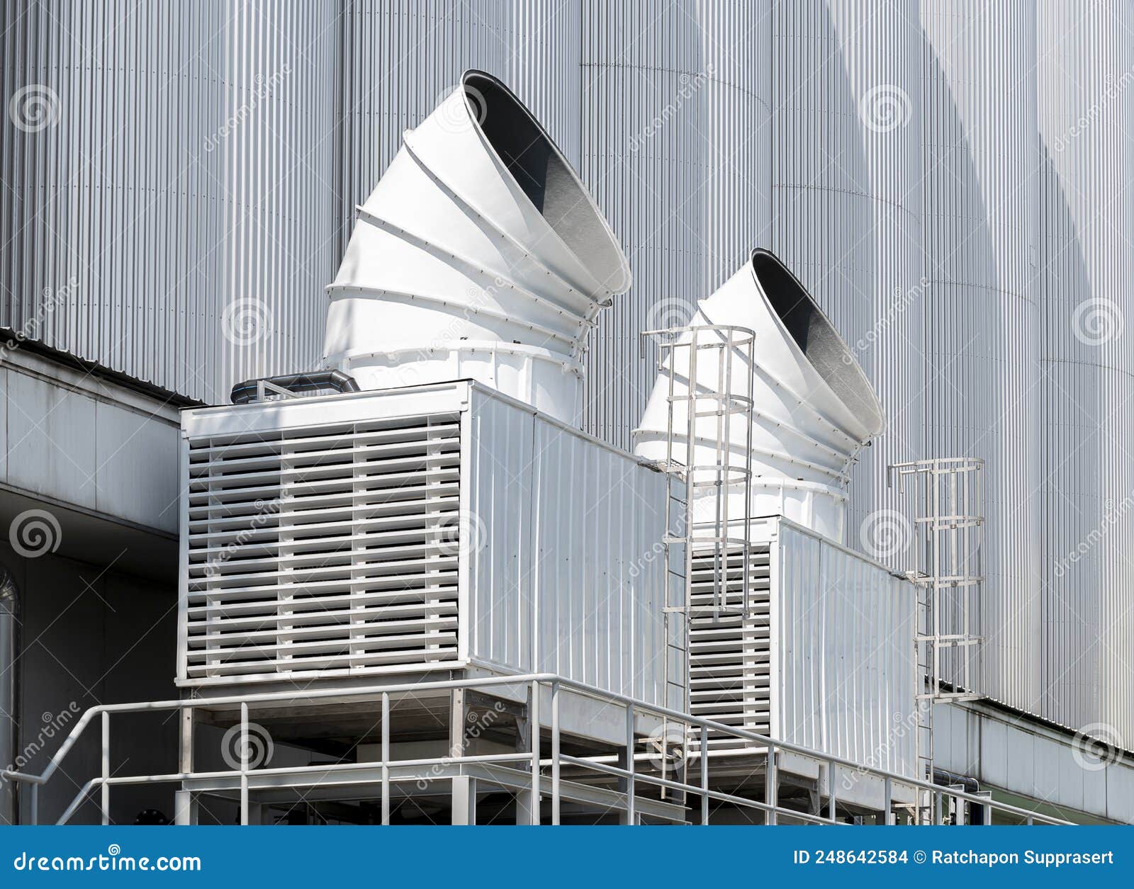 Cooling Water Tower on Rooftop Industry Plant Stock Photo - Image of ...
