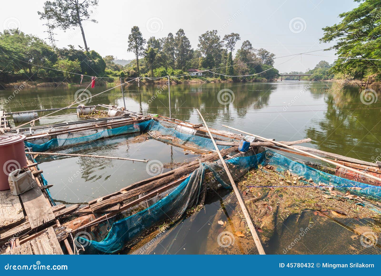 The Coop for Fish Farm in River Stock Photo - Image of fishery ...