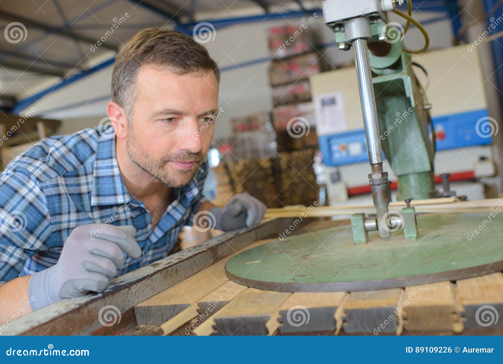 Cooper Watching Machine Press Planks Wood Together Stock Photo - Image ...