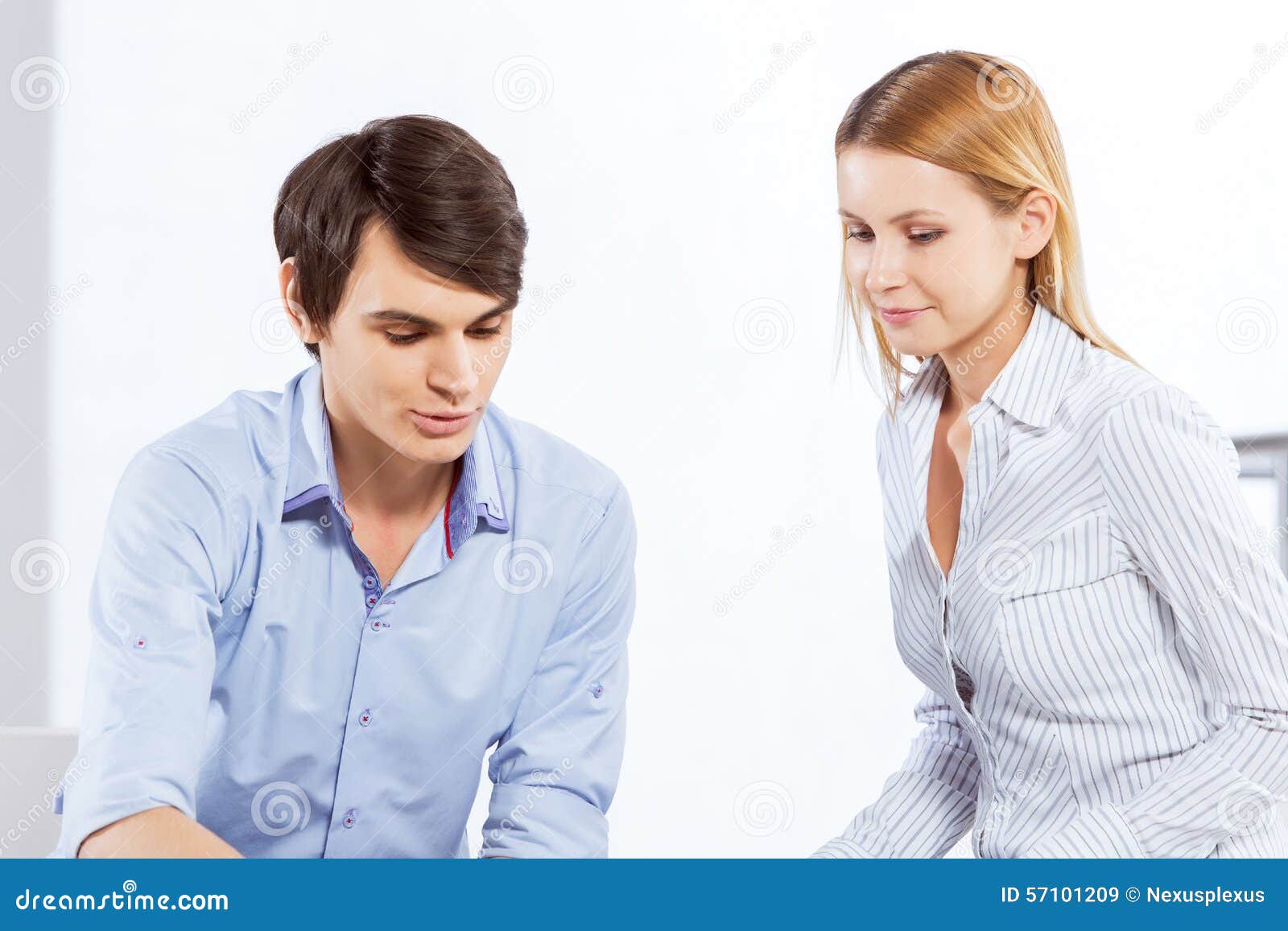 Cooperate for Productive Work Stock Image - Image of explaining, office ...