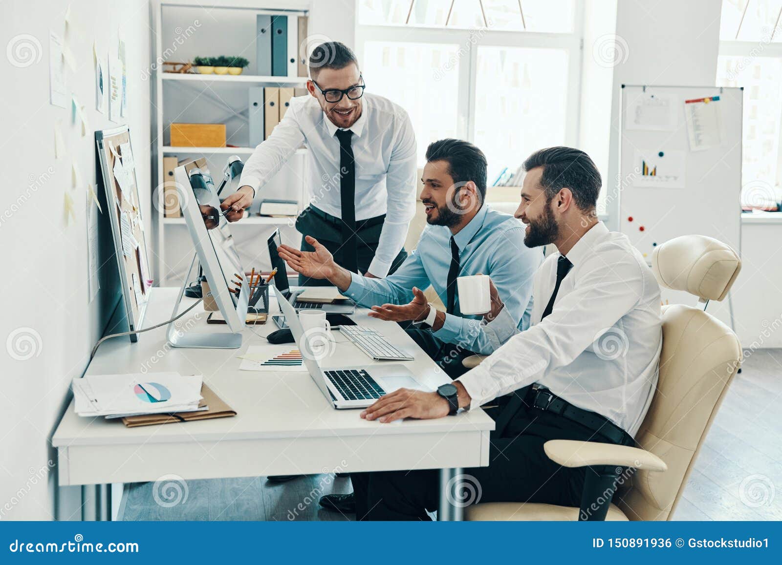 Cooperation in action. stock photo. Image of adult, brainstorming ...