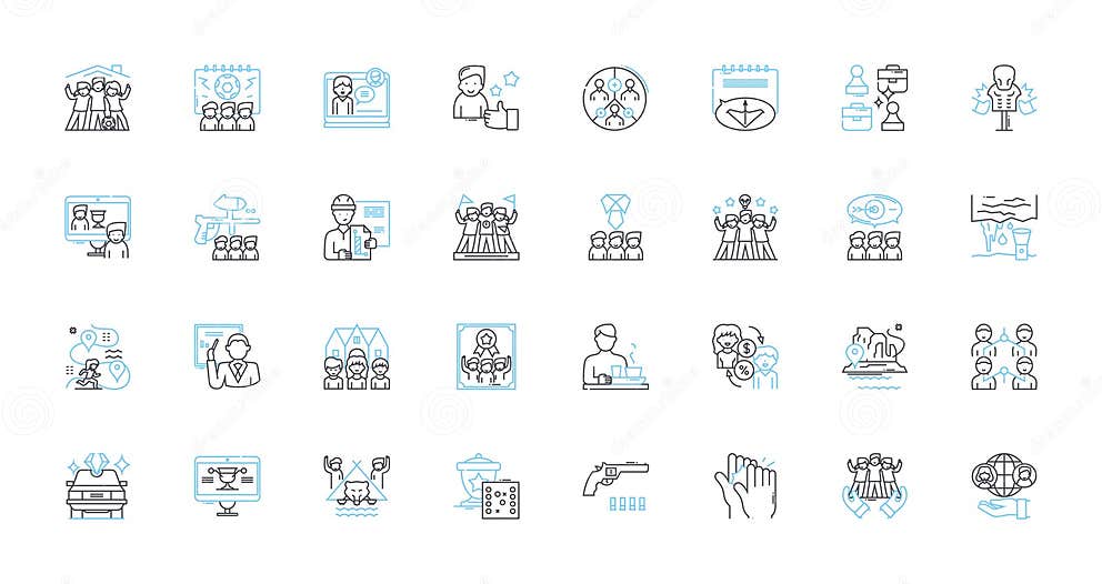 Cooperation And Assistance Linear Icons Set Ollaboration Support Partnership Unity Synergy