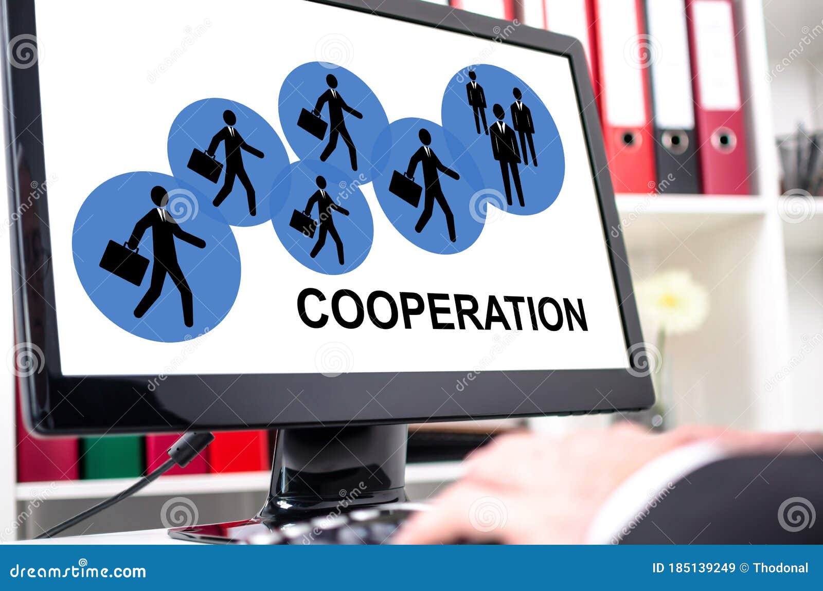 Cooperation Concept on a Computer Screen Stock Image - Image of ...