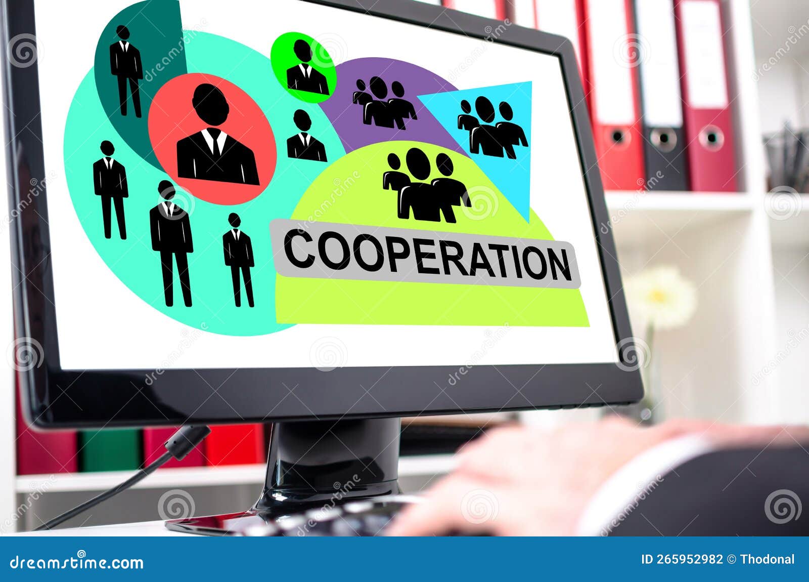 Cooperation Concept on a Computer Screen Stock Photo - Image of team ...