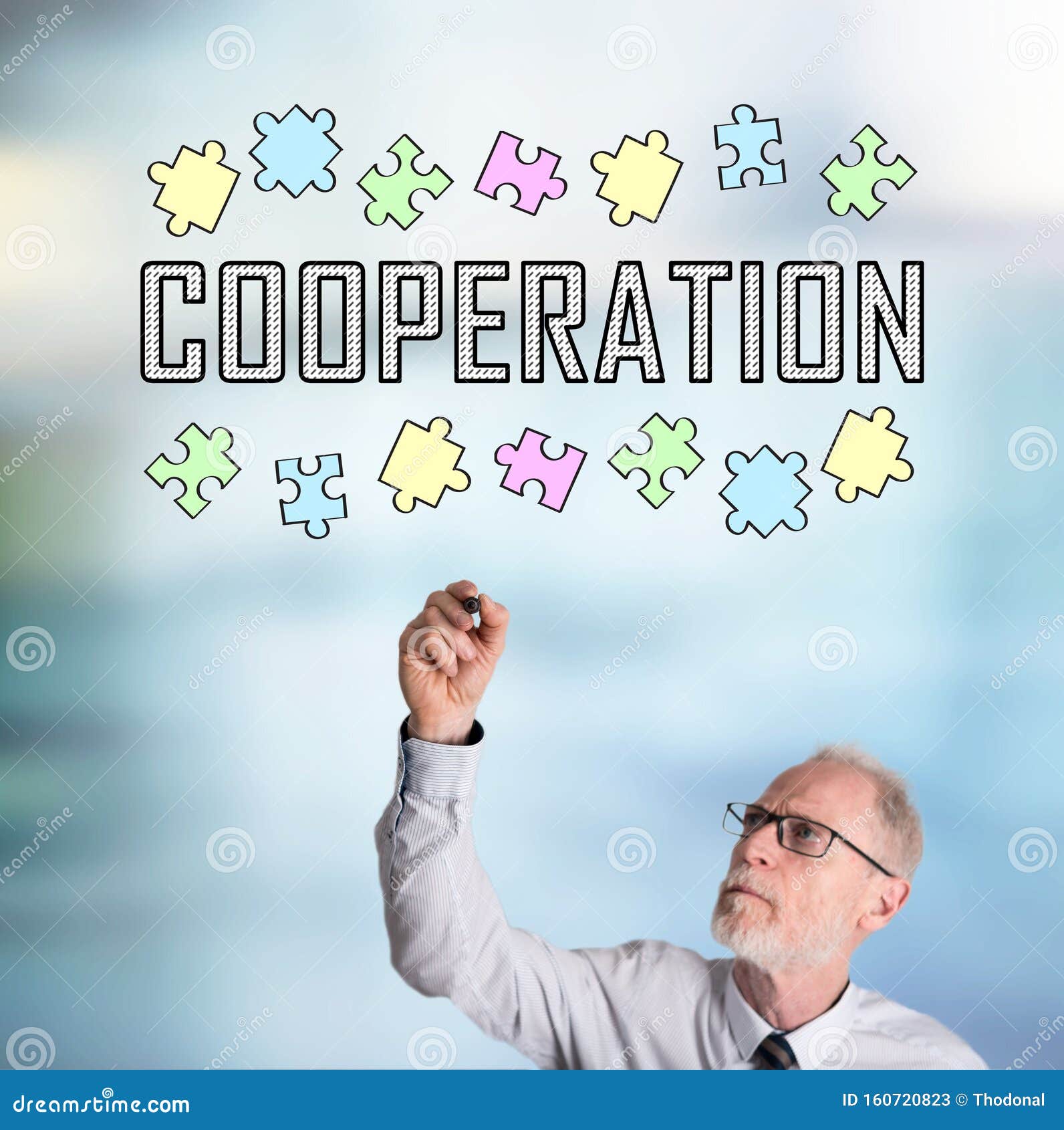 Businessman Drawing Cooperation Concept Stock Image - Image of ...