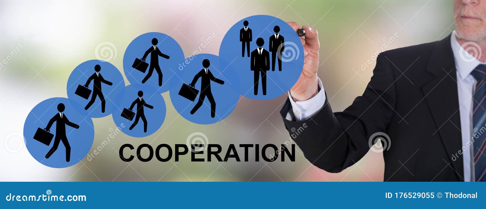 Cooperation Concept Drawn by a Businessman Stock Image - Image of ...