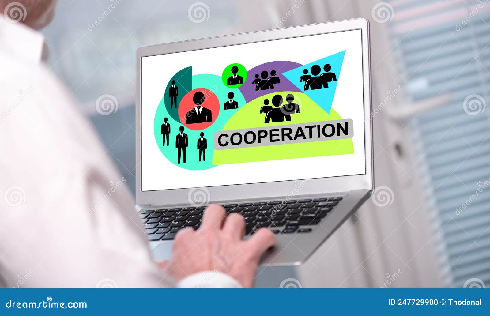 Cooperation Concept on a Laptop Screen Stock Photo - Image of teamwork ...