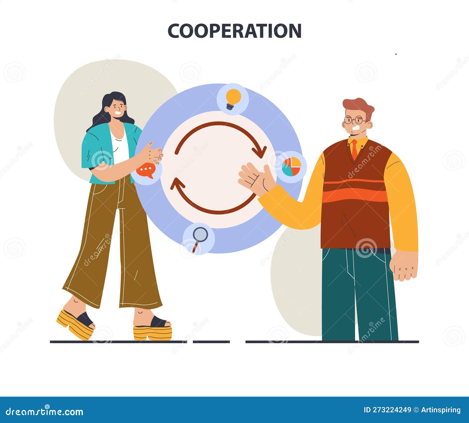 Cooperation Concept Set. Collaboration and Teamwork Stock Vector ...