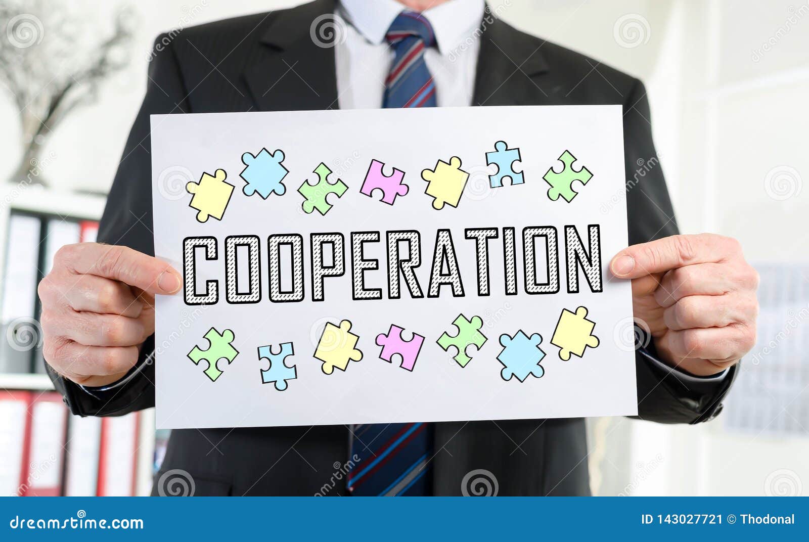 Cooperation Concept Shown by a Businessman Stock Image - Image of ...