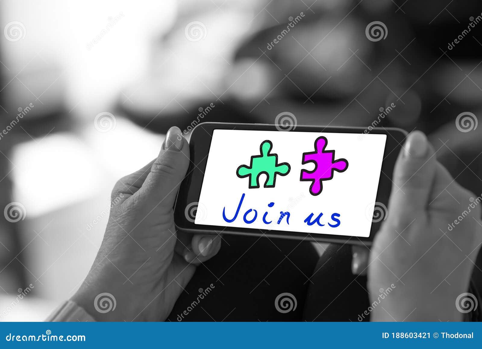 Cooperation Concept on a Smartphone Stock Image - Image of jigsaw ...