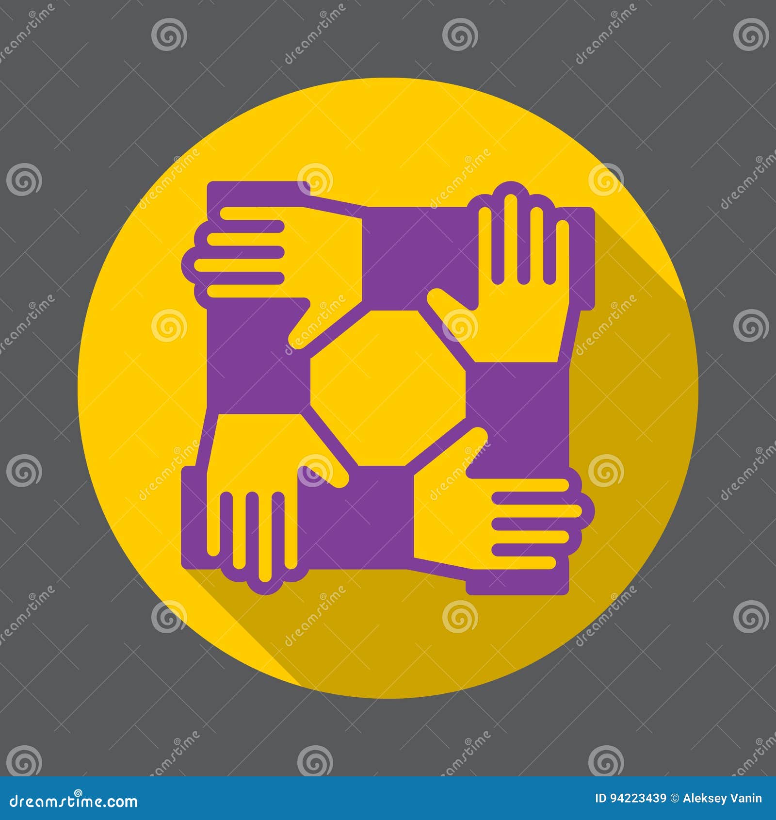 Cooperation Hands, Teamwork Flat Icon. Round Colorful Button, Circular Vector Sign with Long ...