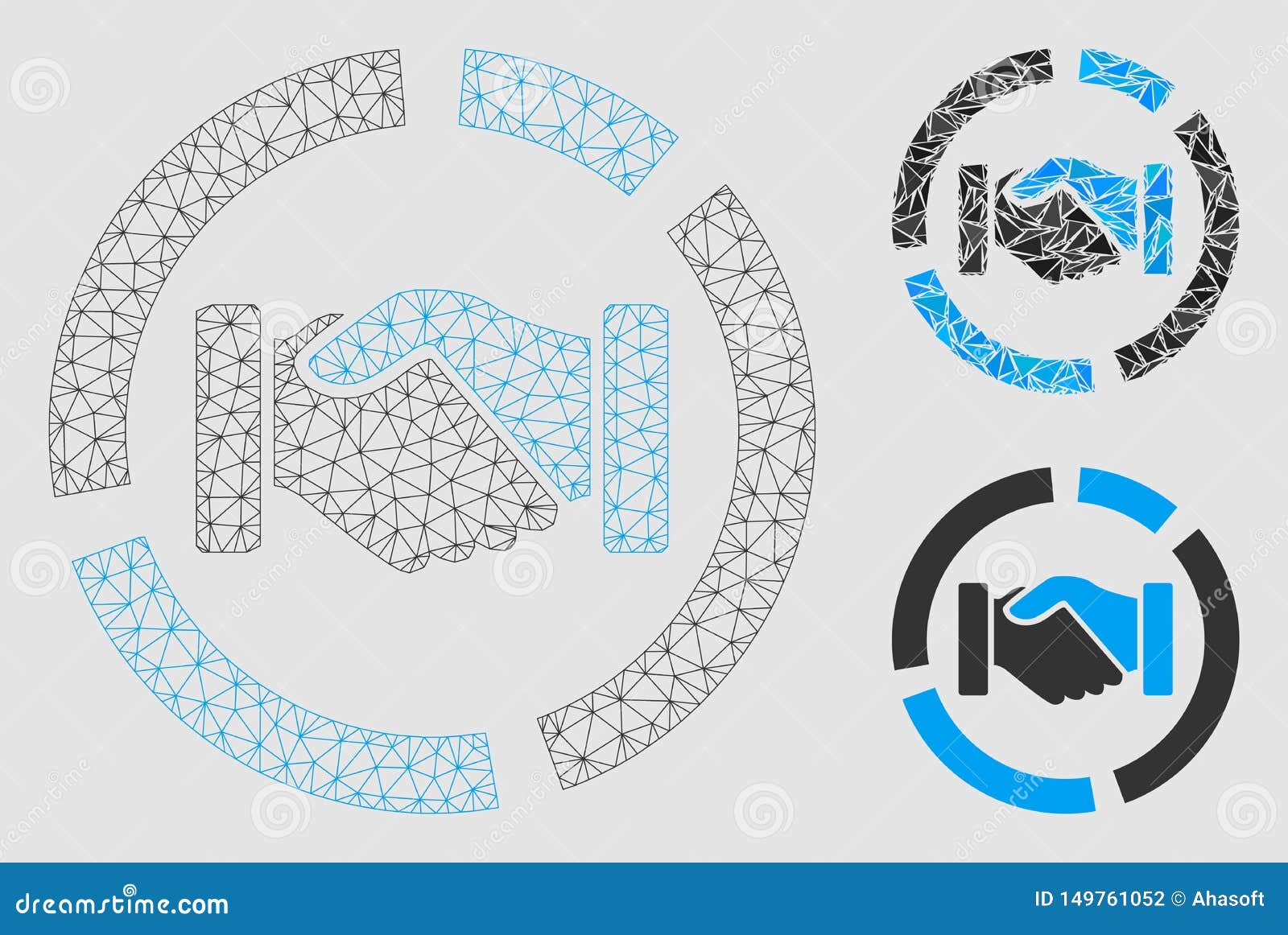 Cooperation Handshake Diagram Vector Mesh 2D Model and Triangle Mosaic ...