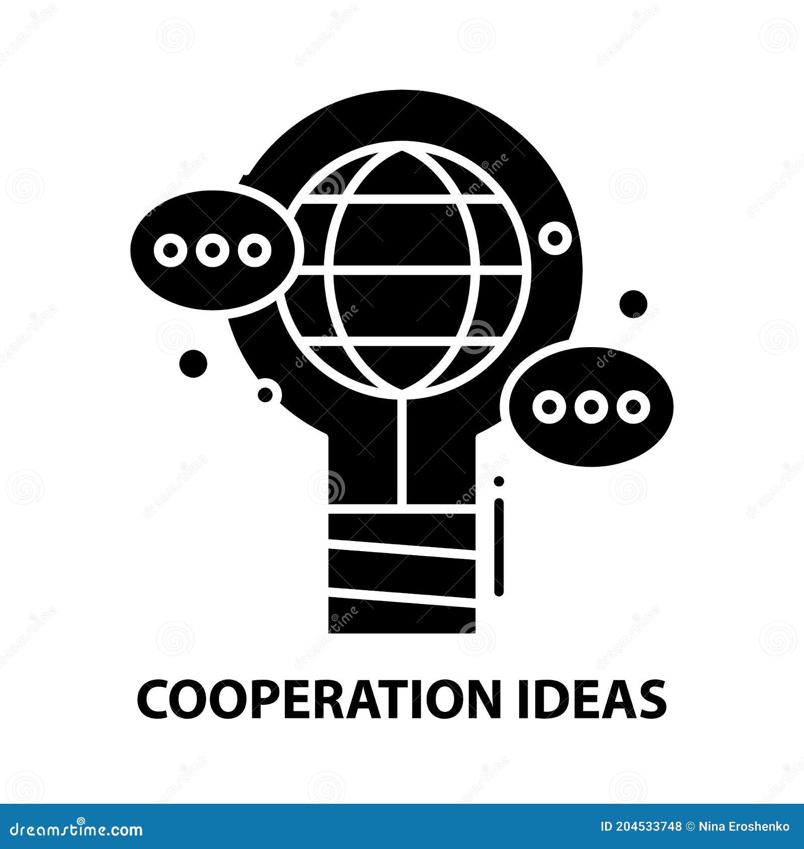 Cooperation Ideas Icon, Black Vector Sign with Editable Strokes ...