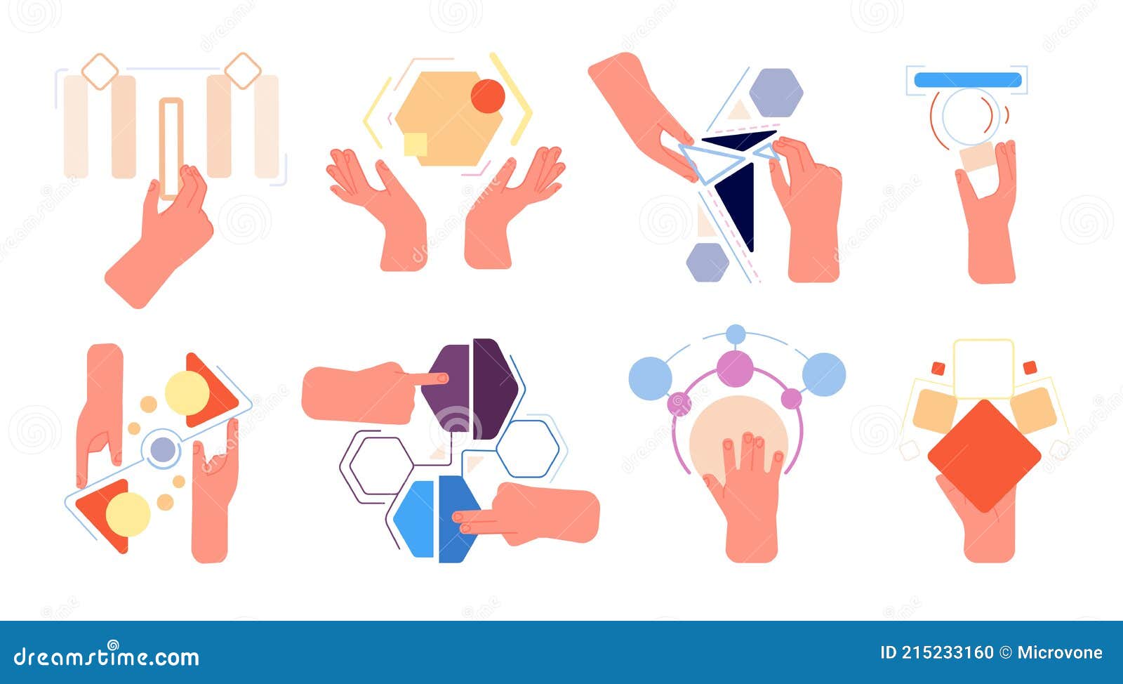 Cooperation Metaphor. Hands Collect Abstract Geometric Shapes. Business ...