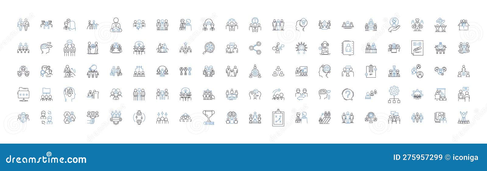 Cooperation Support Line Icons Collection. Synergy, Collaboration ...