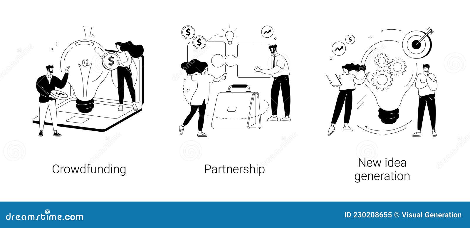 Cooperation and Teamwork Abstract Concept Vector Illustrations. Stock ...