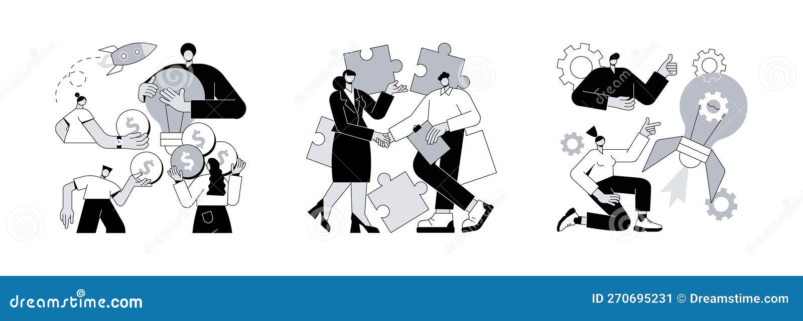 Cooperation and Teamwork Abstract Concept Vector Illustrations. Stock ...