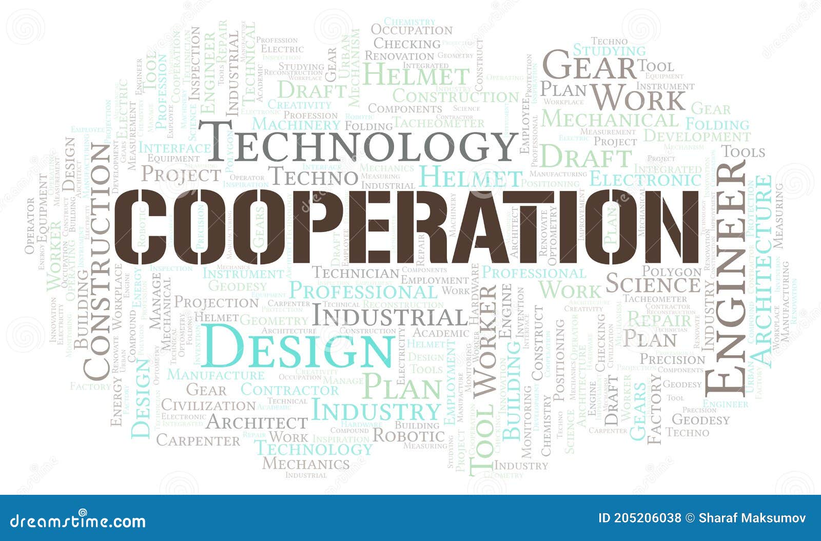 Cooperation Typography Word Cloud Create with the Text only Stock ...