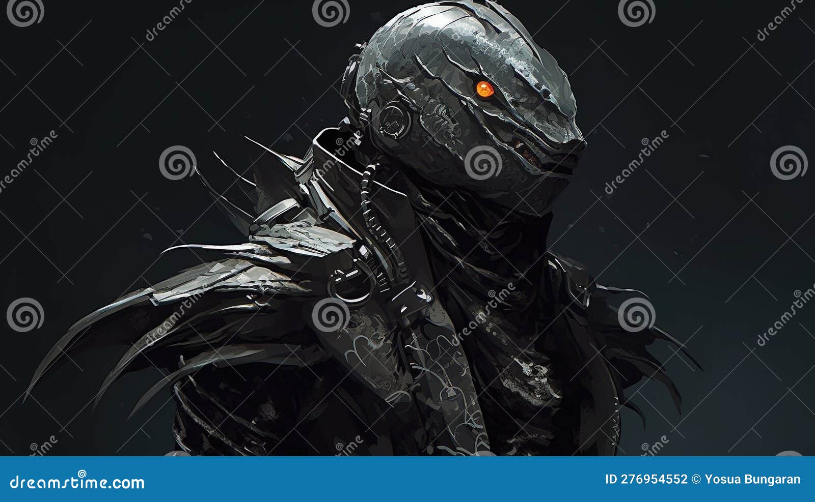 Cooperative Anthropomorphic Black Fish, Digital Art Illustration ...