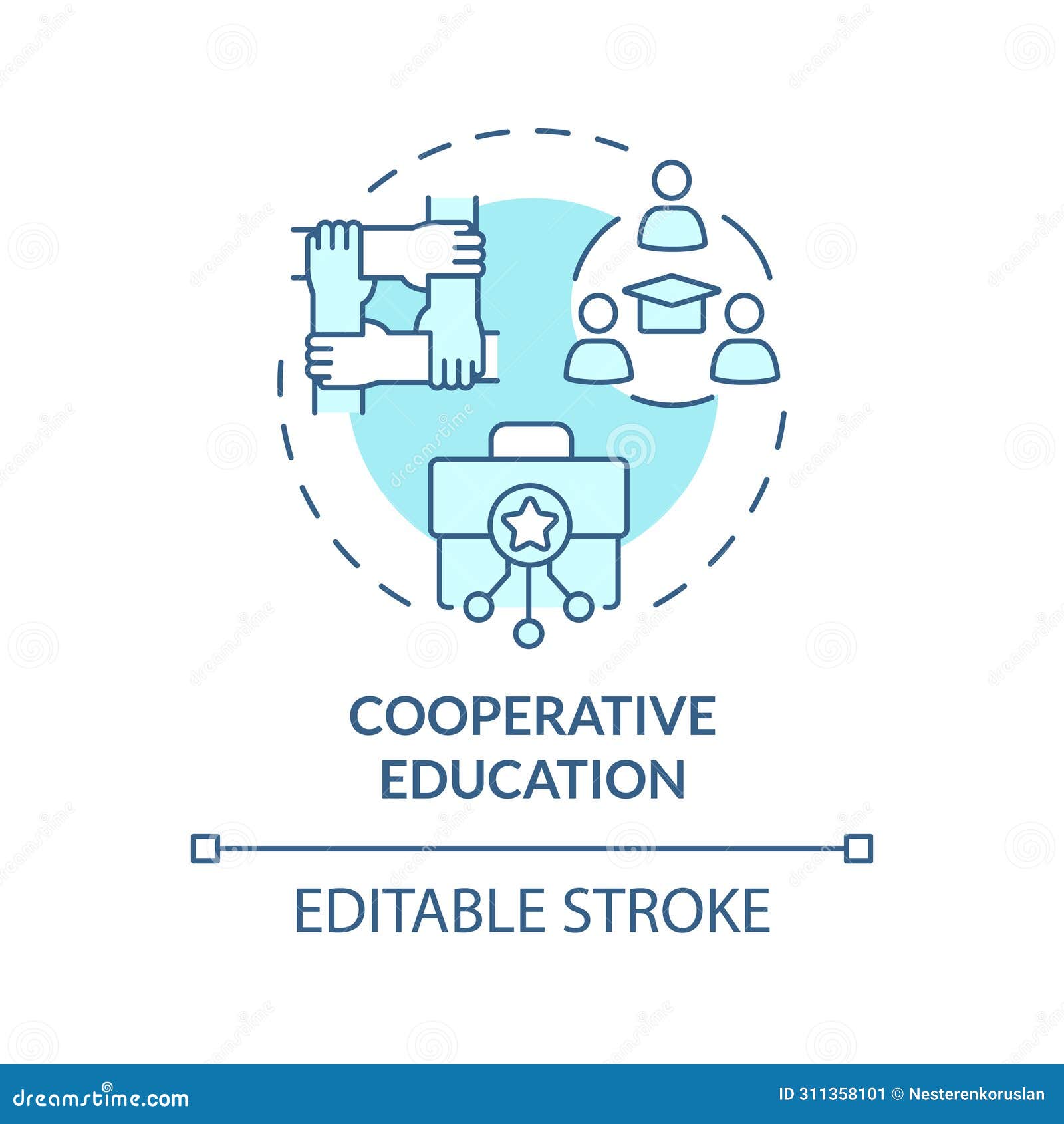 Be Cooperative Blue Concept Icon Cartoon Vector | CartoonDealer.com ...