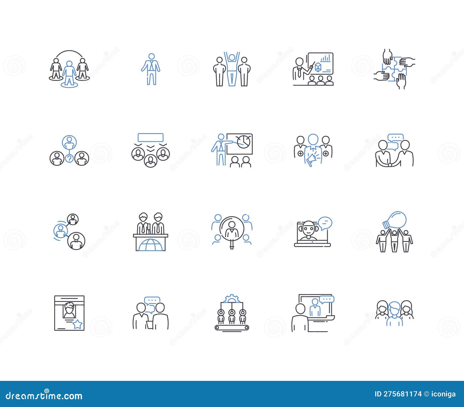 Cooperative Employees Line Icons Collection. Collaboration, Teamwork ...