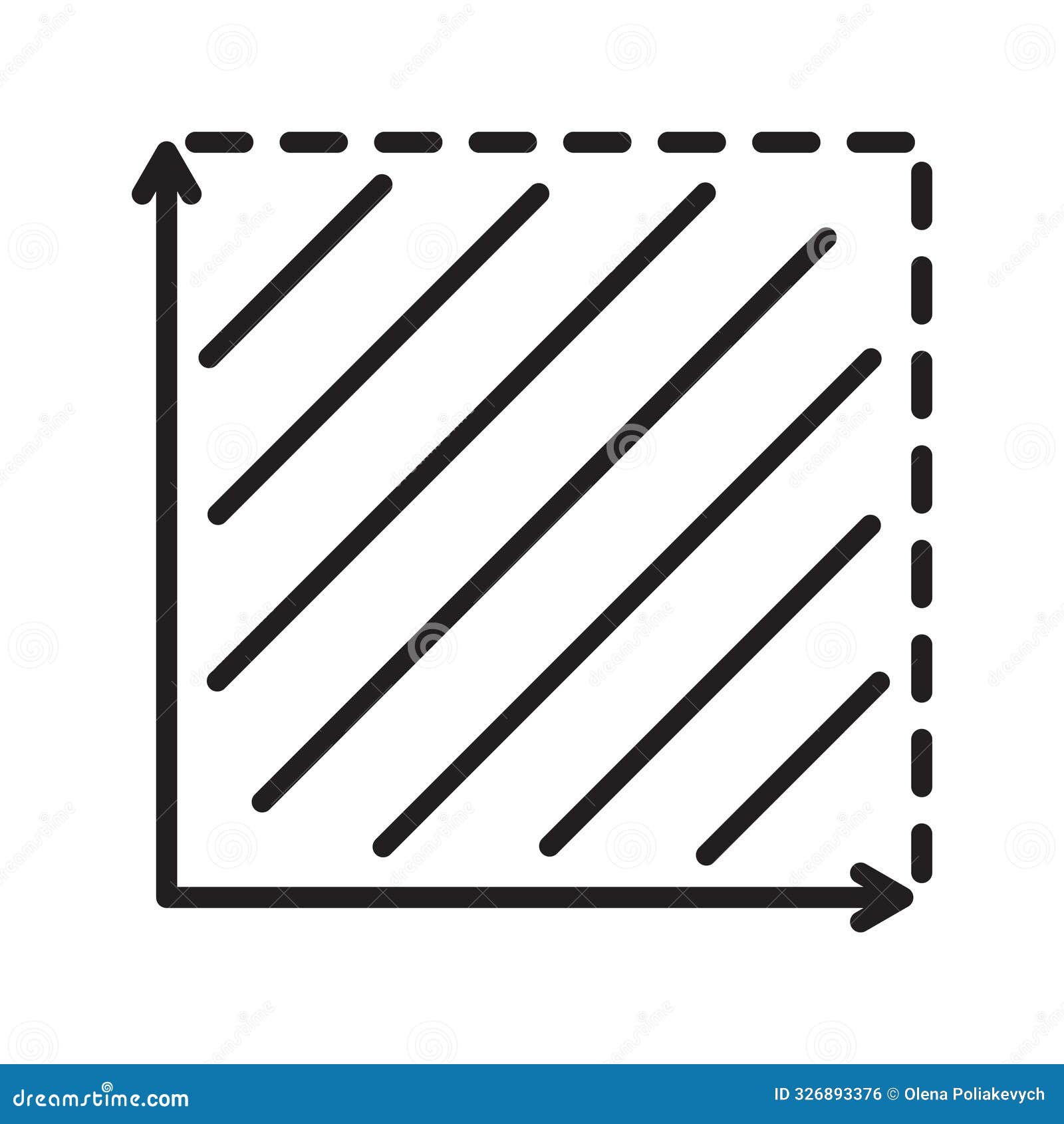 Coordinate Arrows Area. Vector Shaded Region. Diagonal Dashed Arrows ...
