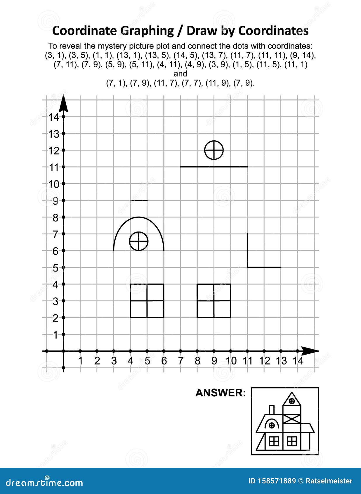 Coordinate Graphing, or Draw by Coordinates, Math Worksheet with Old ...
