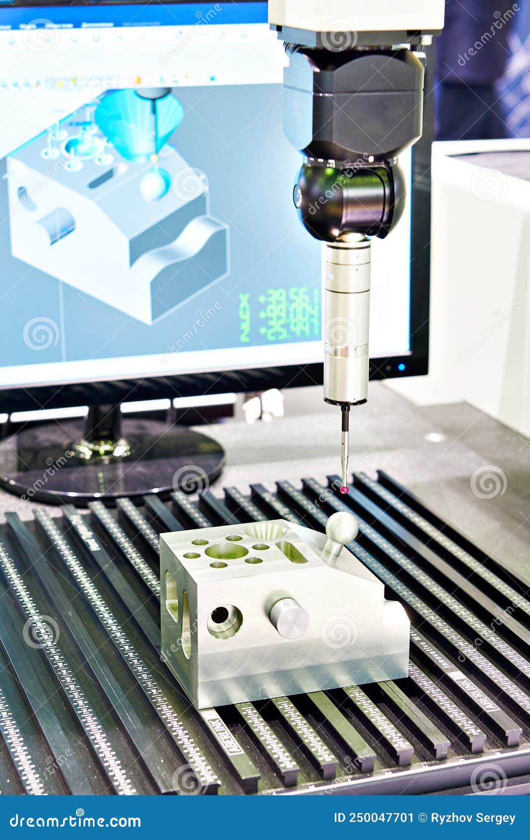 Coordinate Measuring Machine with Monitor Stock Image - Image of ...