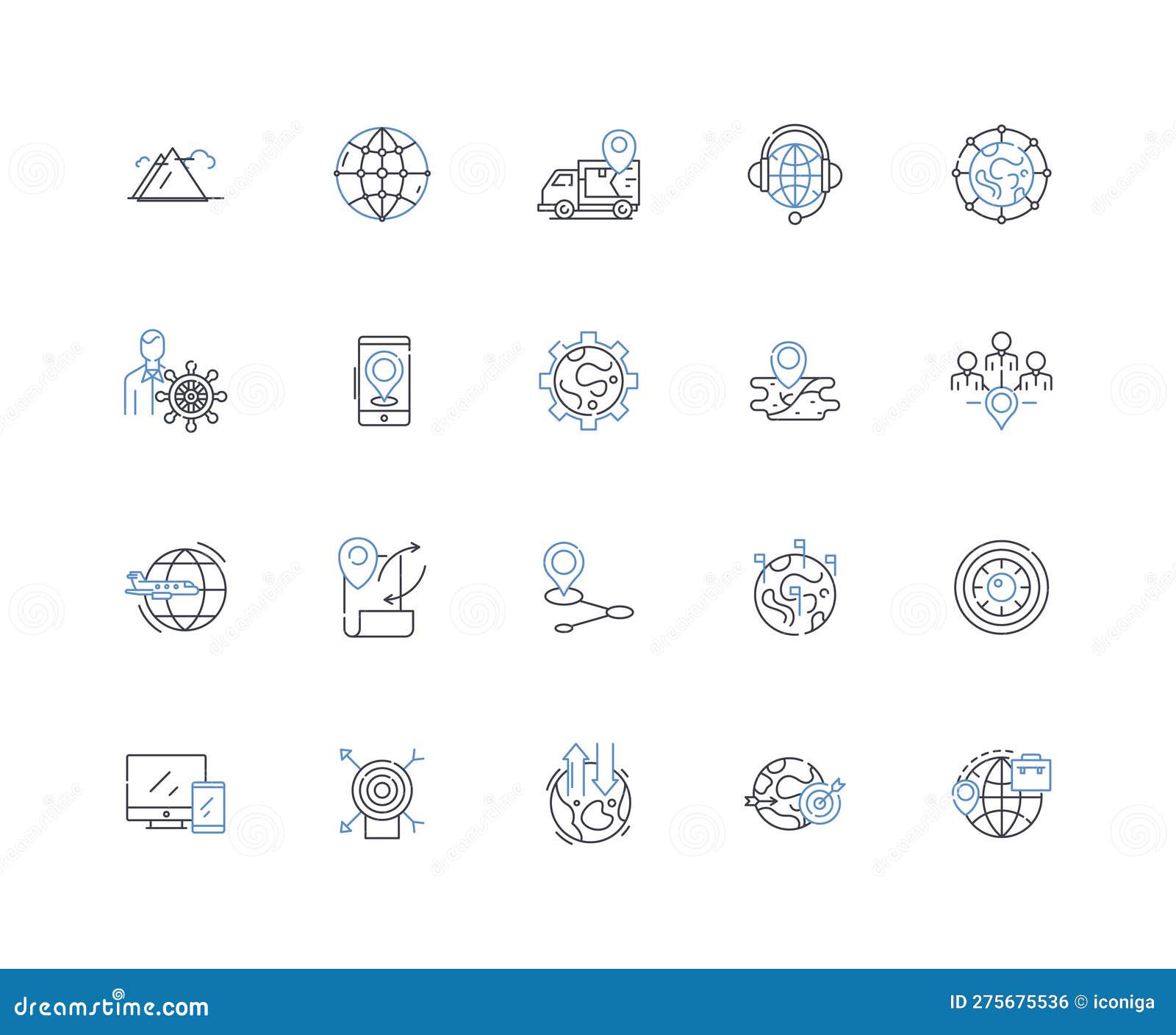 Coordinates Line Icons Collection Latitude Longitude Geolocation Mapping Cartography