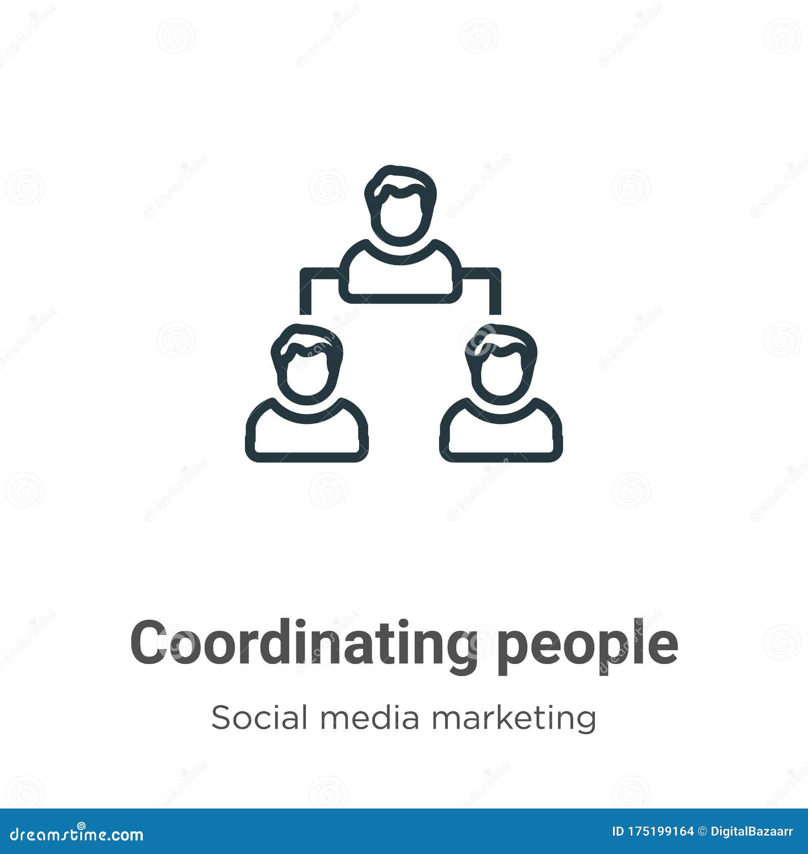Coordinating People Outline Vector Icon. Thin Line Black Coordinating ...