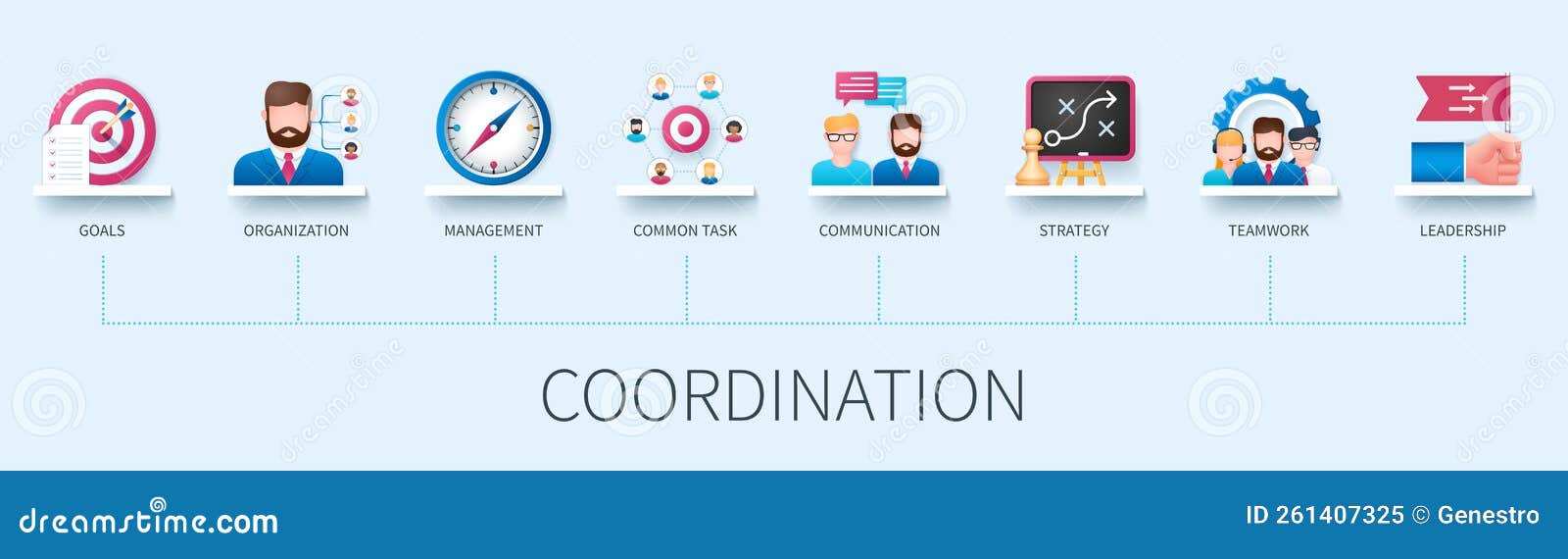 Coordination Banner with Icons Vector Infographic in 3D Style Stock ...