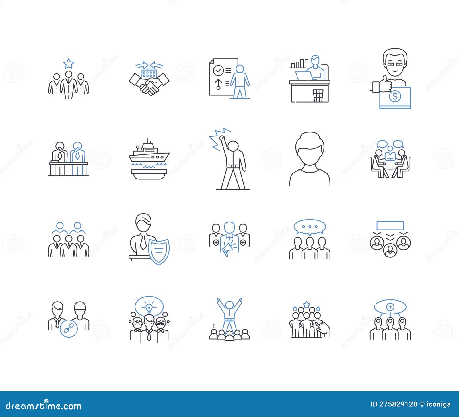 Coordination Line Icons Collection Collaboration Communication Cohesion Unity