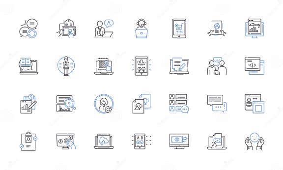 Coordination Line Icons Collection. Synchronization, Collaboration ...