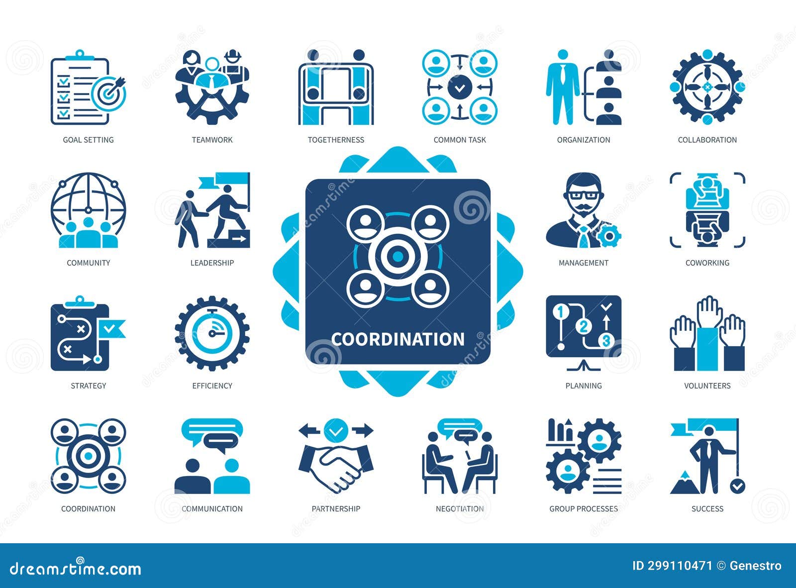 Coordination Solid Icon Set Stock Illustration - Illustration of ...