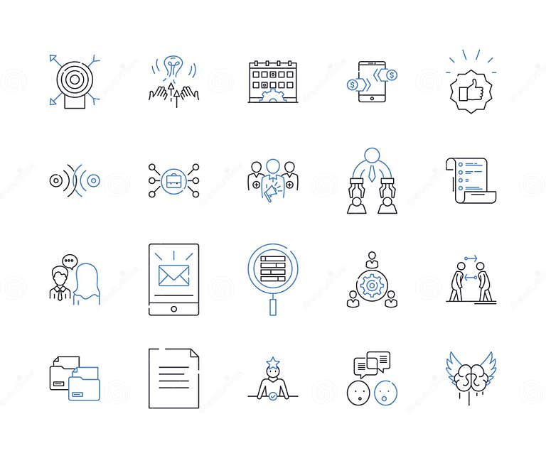 Coordination Synchronization Line Icons Collection. Harmony ...