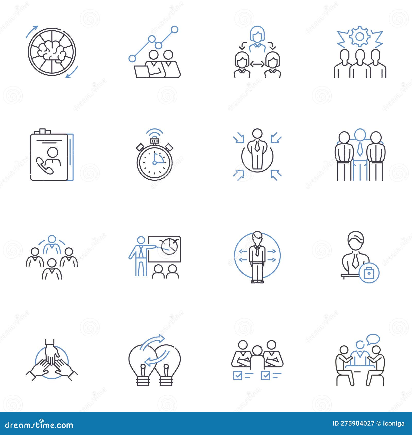 Coordination Thinking Line Icons Collection Synergy Synchronization Collaboration