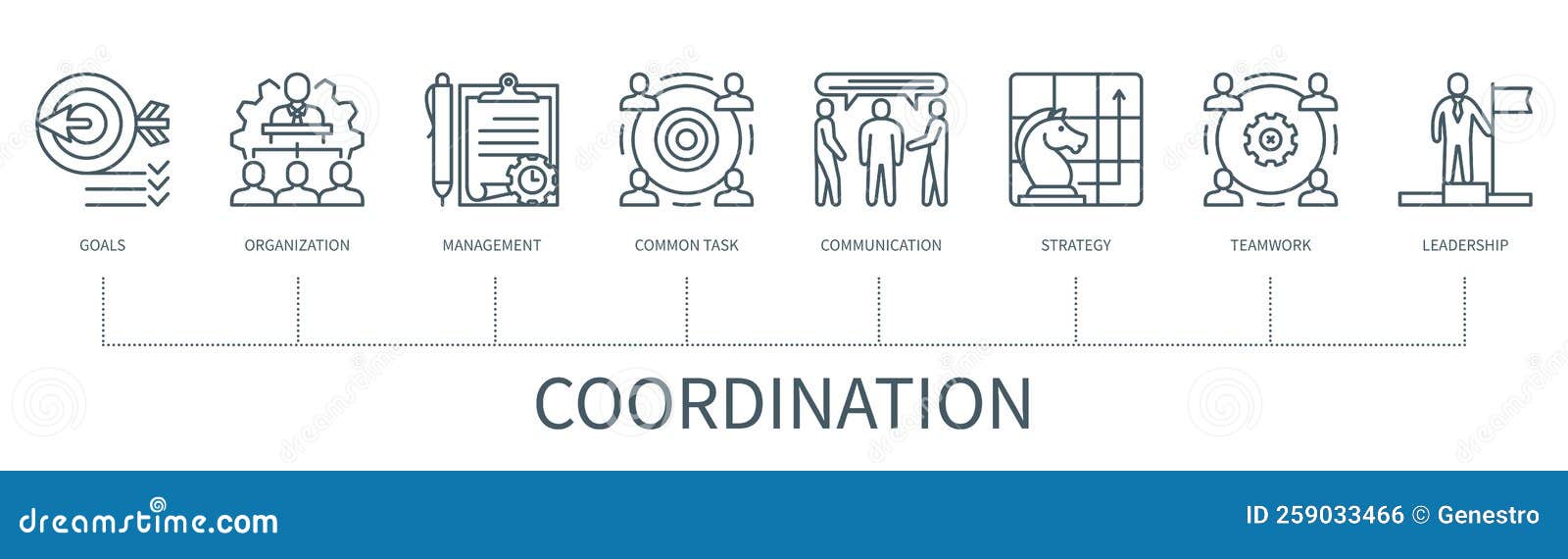 Coordination Vector Infographic In Minimal Outline Style Stock
