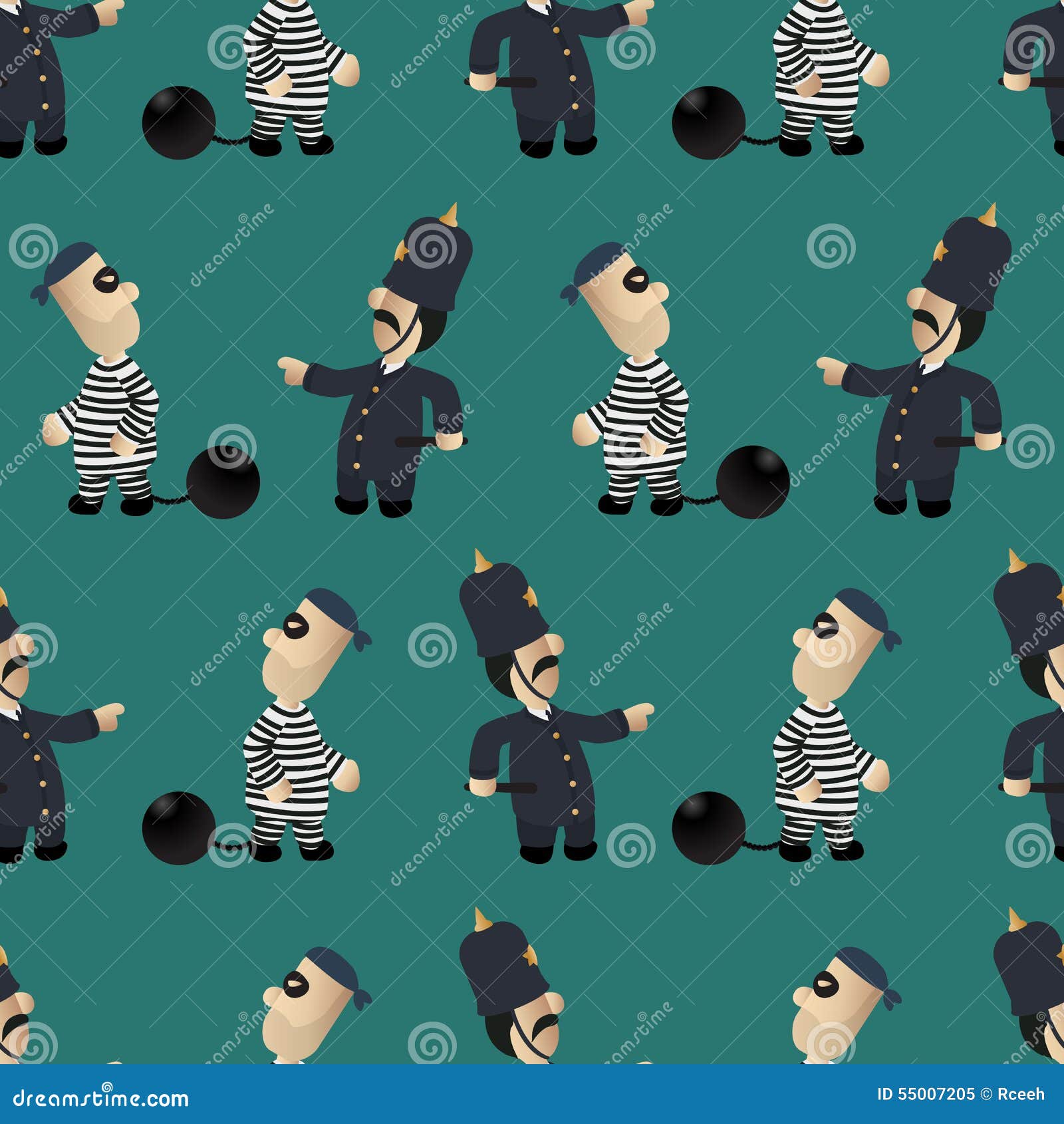 Cop chasing escaped thief stock vector. Illustration of chain - 55007205