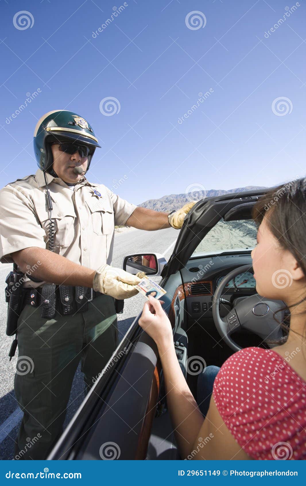 Cop Checking Woman S License Stock Image - Image of holding, employment ...