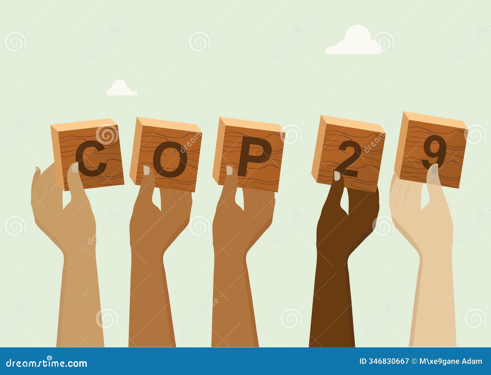 Hands Holding COP29 Wooden Blocks. COP29 Vector Stock Illustration ...