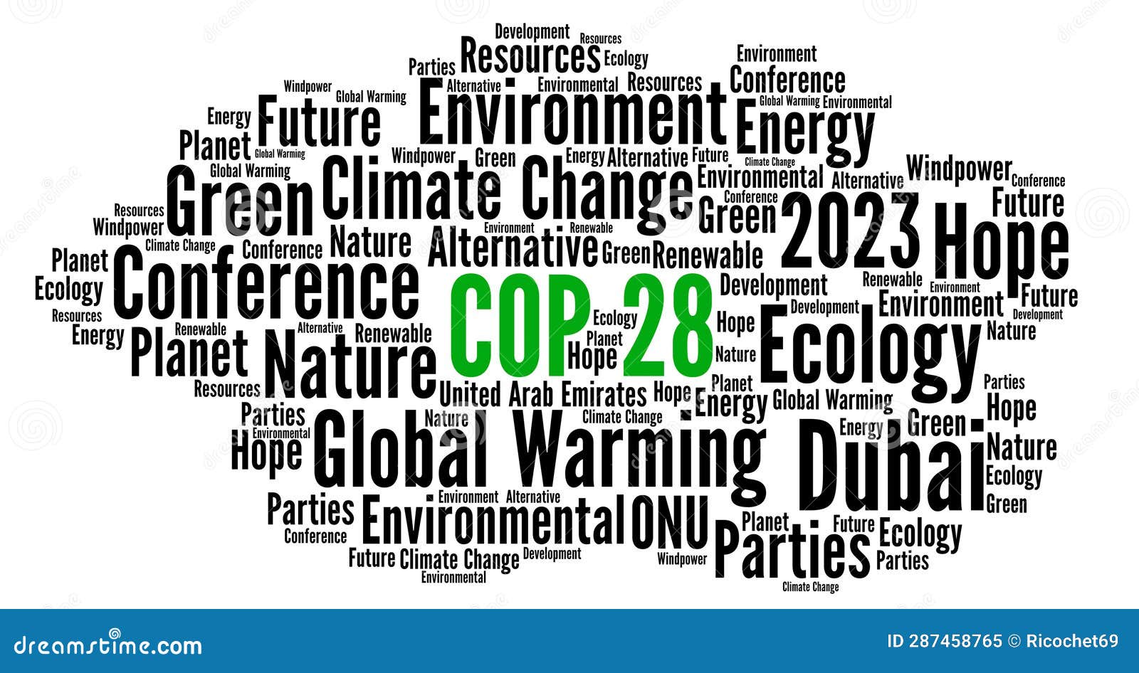 COP 28 in Dubai United Arab Emirates World Cloud Stock Illustration ...