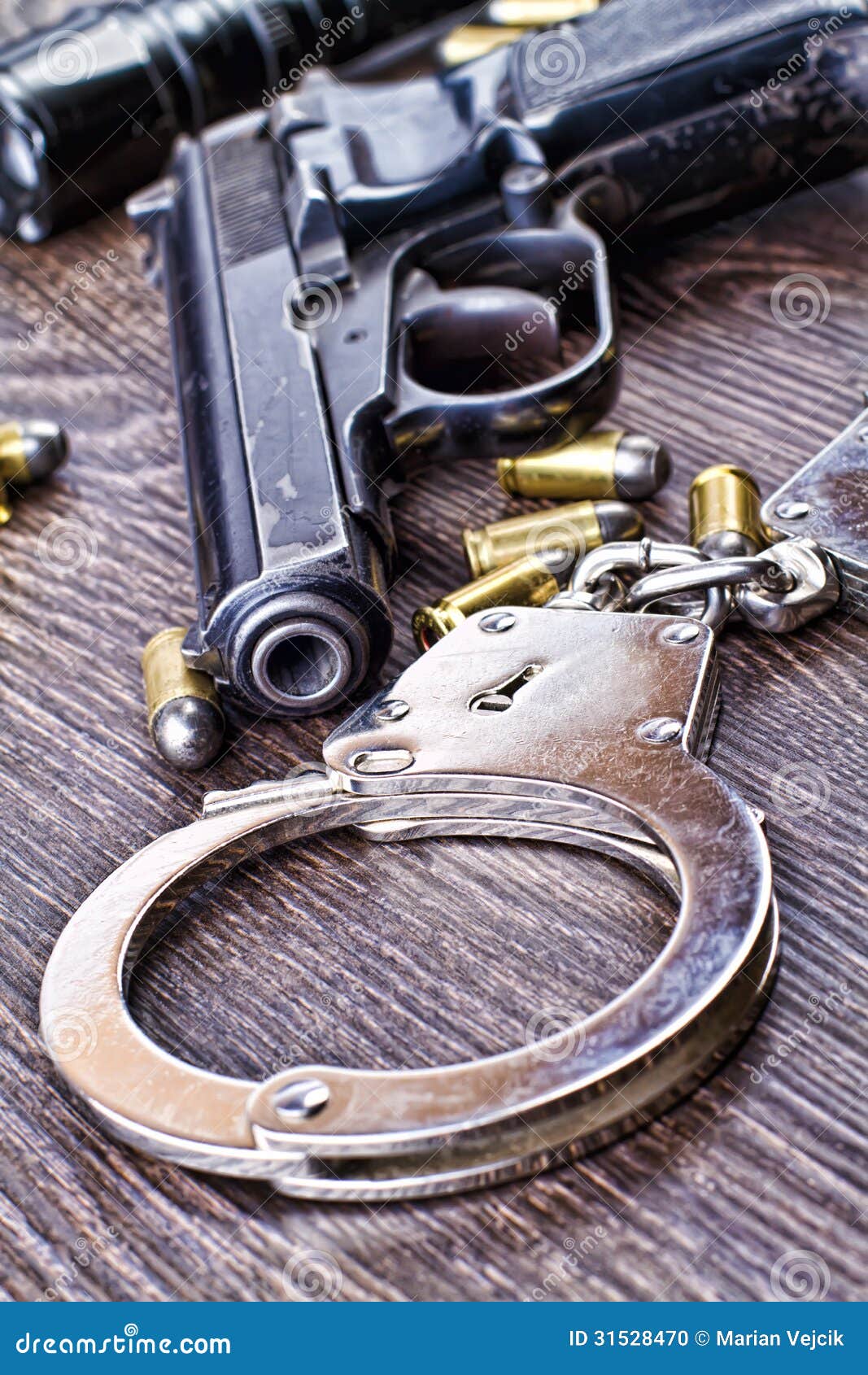 Cop equipment on table. stock photo. Image of policeman - 31528470