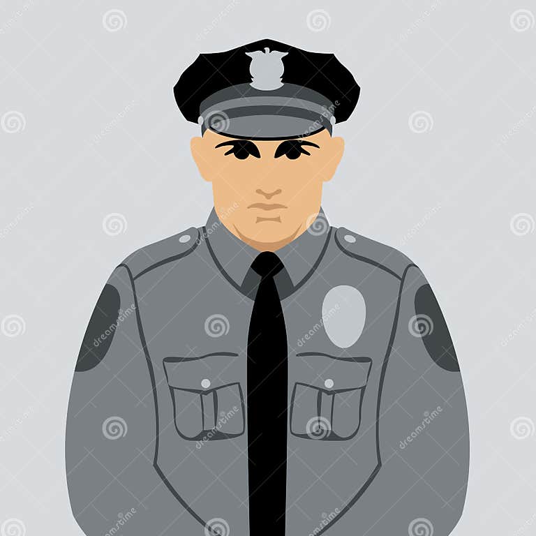Cop Face Vector Illustration Flat Style Front View Stock Vector ...