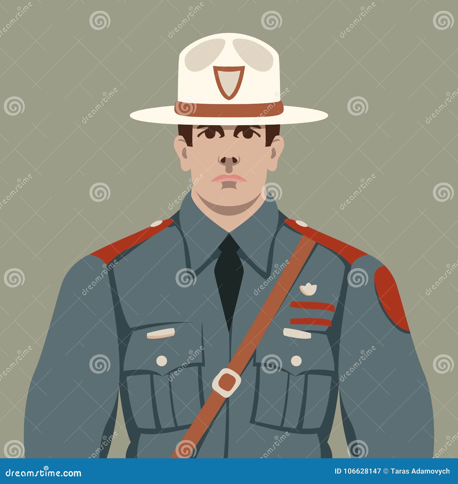 Cop Face Vector Illustration Flat Style Front View Stock Vector ...
