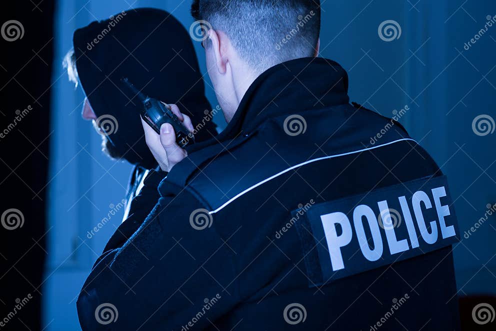 Cop Informing Police Commandant Stock Image - Image of arrest ...