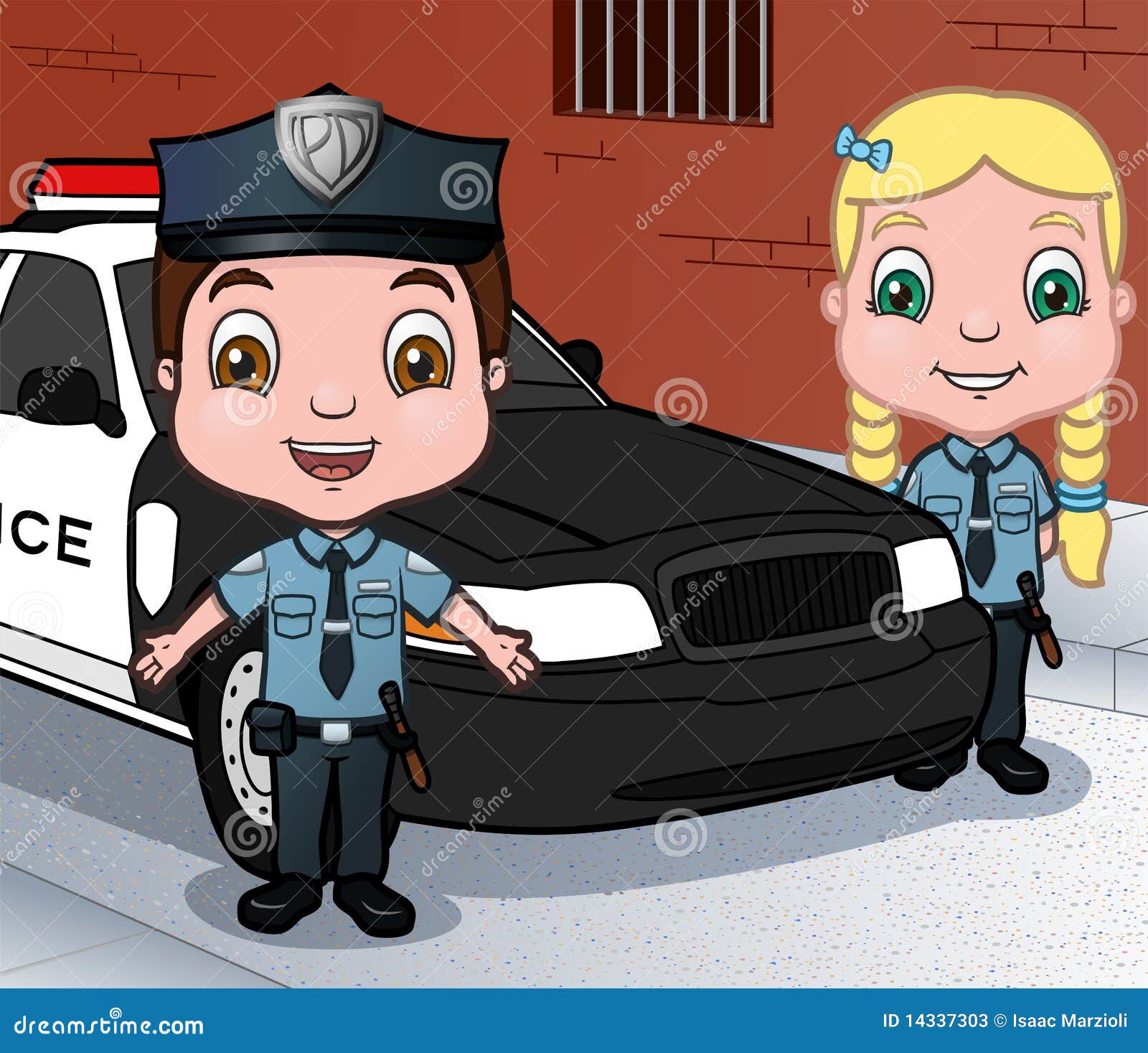 Cop Kids stock vector. Illustration of bars, policeman - 14337303