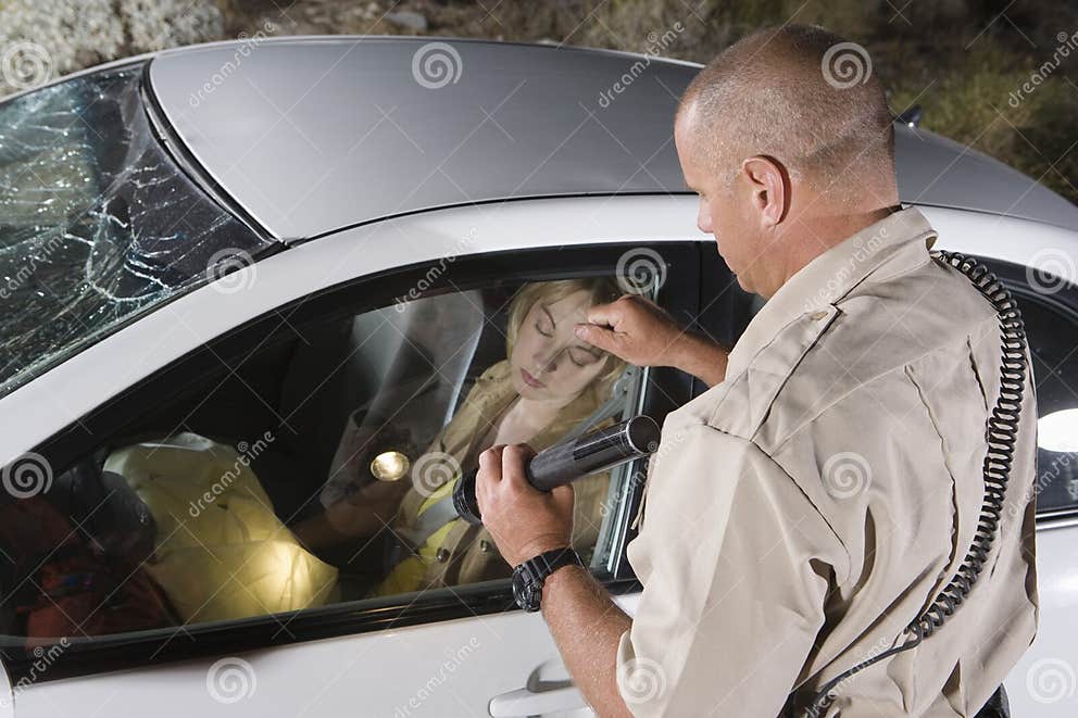 Cop Knocking Car Window stock image. Image of misfortune - 29651221