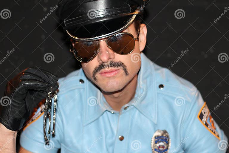 Cop with Mustache, Sunglasses and Hat Stock Image - Image of body ...